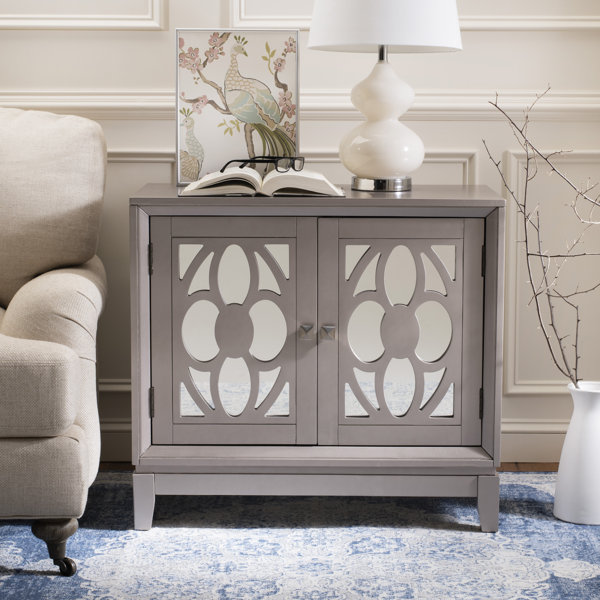 House of Hampton® Glacaeu 29'' Tall Solid Wood 2 - Door Mirrored Accent ...