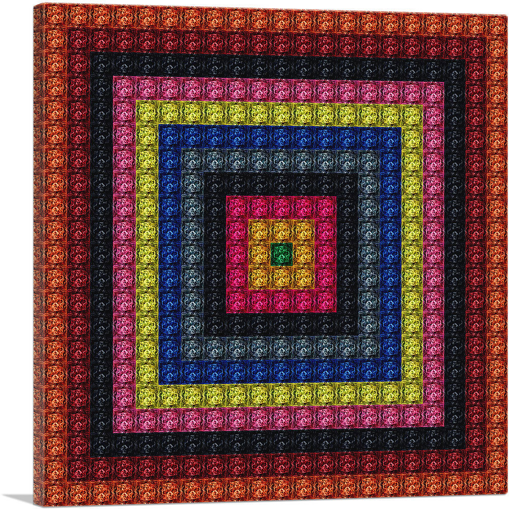 ARTCANVAS Red Color Grid Jewel Pixel - Wrapped Canvas Graphic Art Print ...