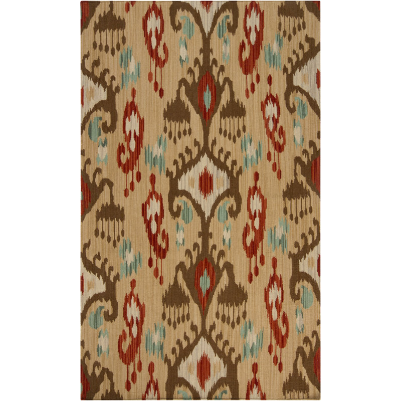 Bungalow Rose Glasco Handmade Flatweave Wool Brown/Red Rug | Wayfair