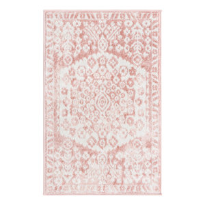 August Grove® Braggs Performance Pink/Ivory Rug & Reviews | Wayfair