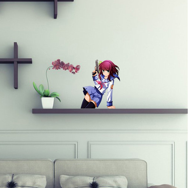 Stickalz Anime Girl With The Guns Sticker, Anime Decal, Anime Wall ...