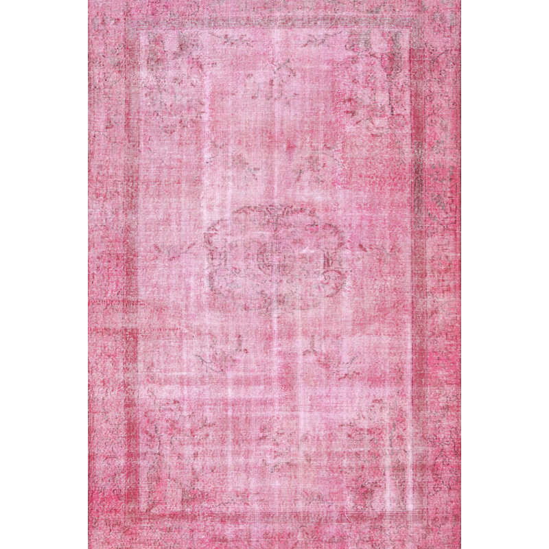 Rosalind Wheeler Royall Floral Wool Area Rug in Light Pink | Wayfair
