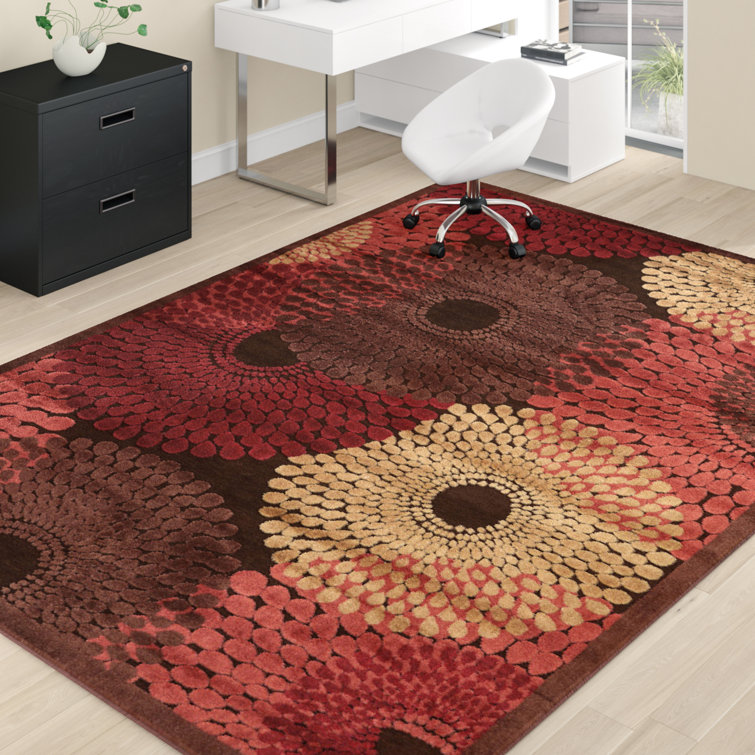 Winston Porter Geometric Brown/Red Area Rug & Reviews | Wayfair
