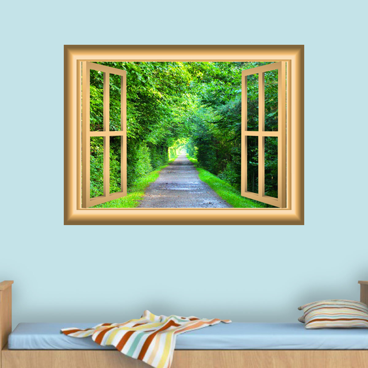 East Urban Home 3D Forest Scenic Window Wall Decal | Wayfair