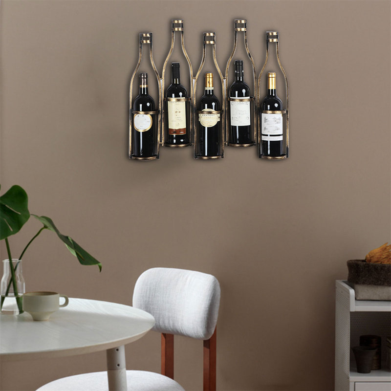 17 Stories Knolan 5 Bottle Wall Mounted Wine Bottle Rack in Bronze ...