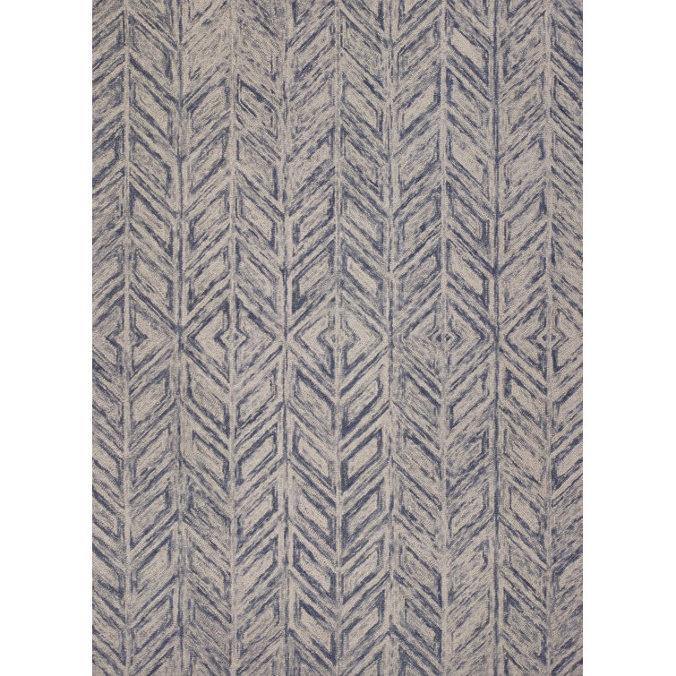 Union Rustic 5''X7'' Blue Hand Tufted Wool Herringbone Indoor Area Rug ...