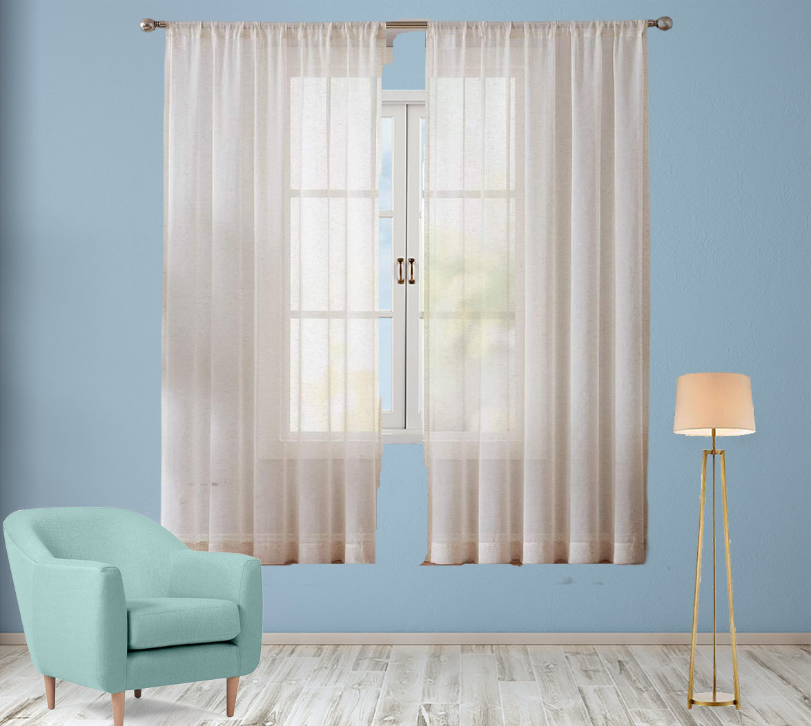 Gracie Oaks Minahal Linen Semi-Sheer Curtain Pair | Wayfair