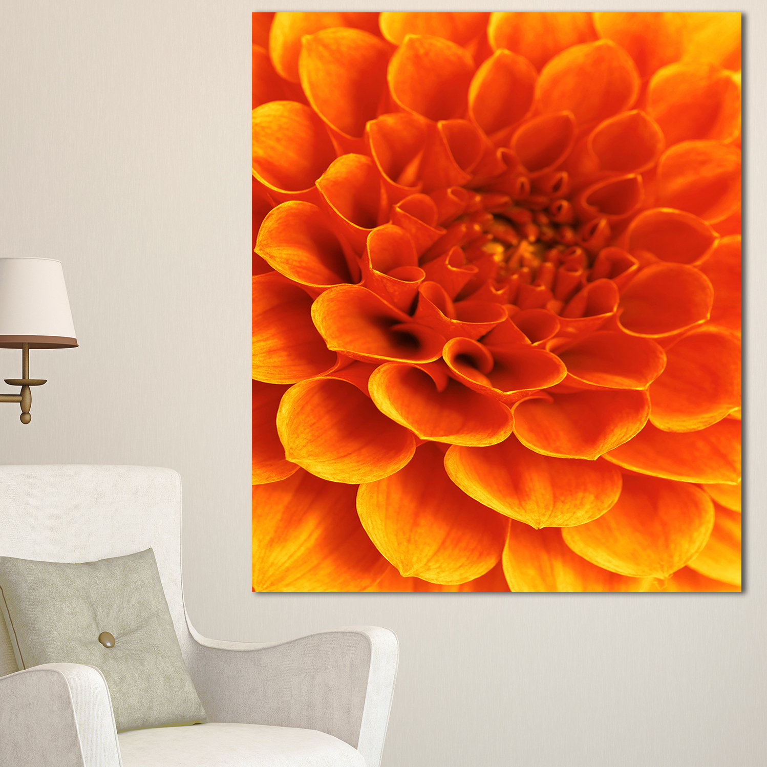 Ebern Designs Orange Abstract Flower And Petals - Wrapped Canvas ...