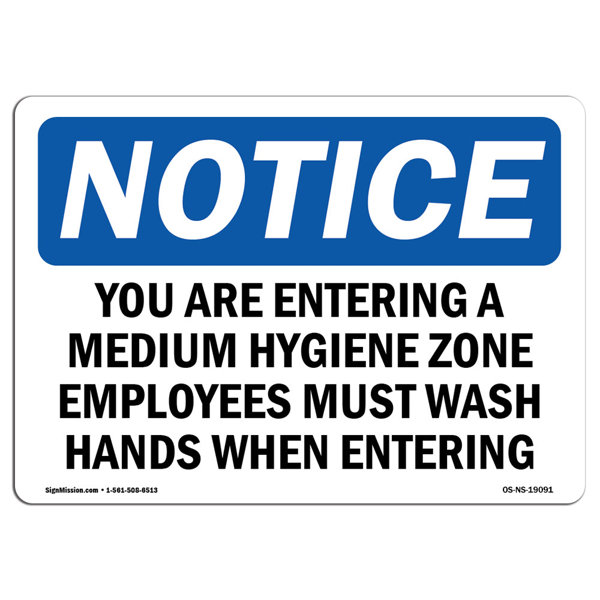SignMission You Are Entering A Medium Hygiene Zone Employees Sign | Wayfair