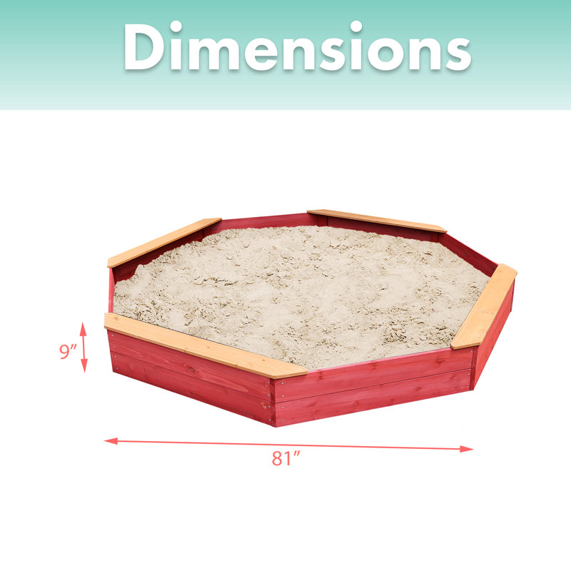 Critter Sitters 81" x 9" Solid Wood Octagonal Sandbox with Cover ...