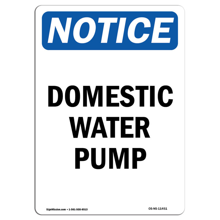 SignMission Domestic Water Pump Sign | Wayfair