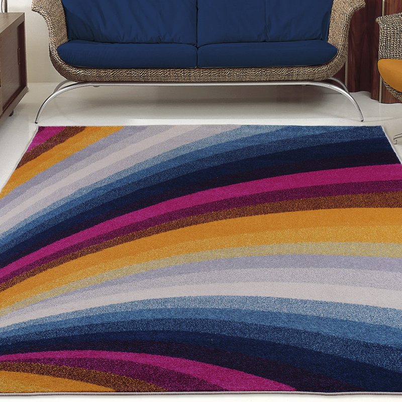 Orren Ellis Viraj Abstract Orange/Pink/Blue Area Rug | Wayfair