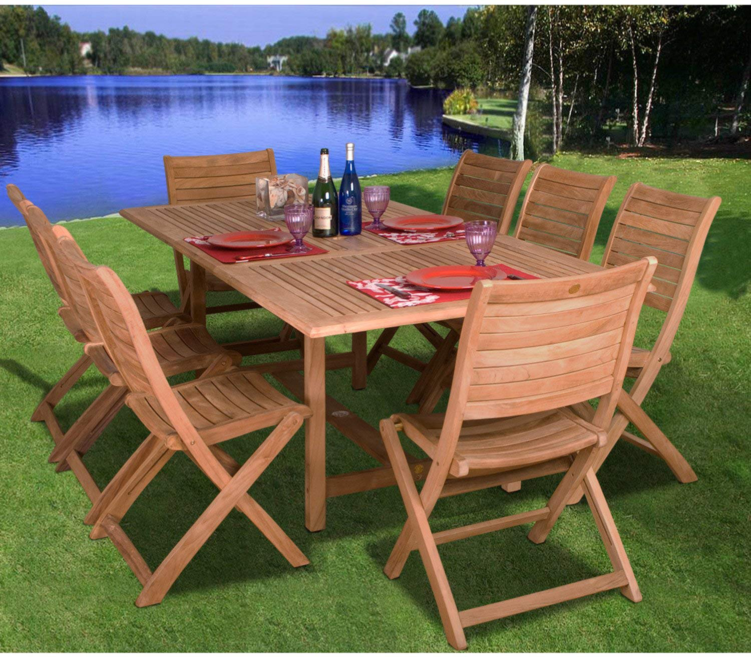 Longshore Tides Jax Rectangular 8 - Person 87'' Long Teak Dining Set ...