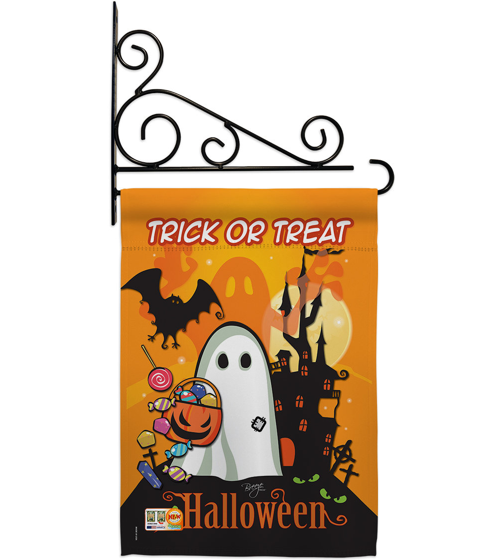 Breeze Decor Little Ghost 2-Sided Polyester 18.5 x 13 in. Flag Set ...