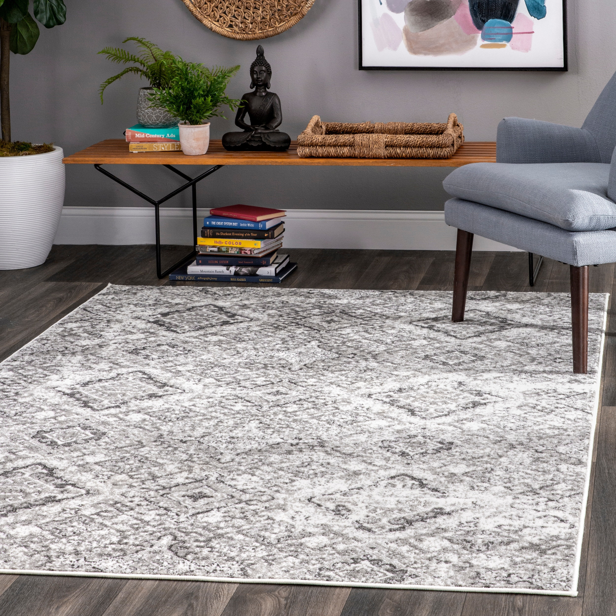Gracie Oaks Simon Power Loom Performance Gray Rug & Reviews | Wayfair