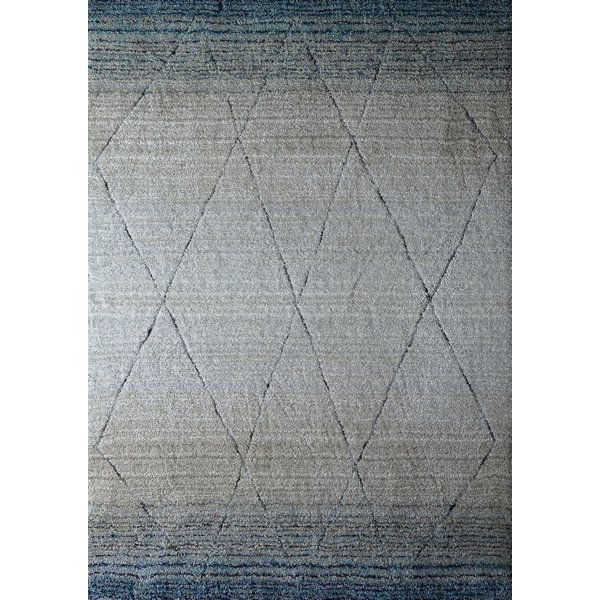 Ebern Designs Ullman Handmade Performance Beige/ White/ Light Blue ...