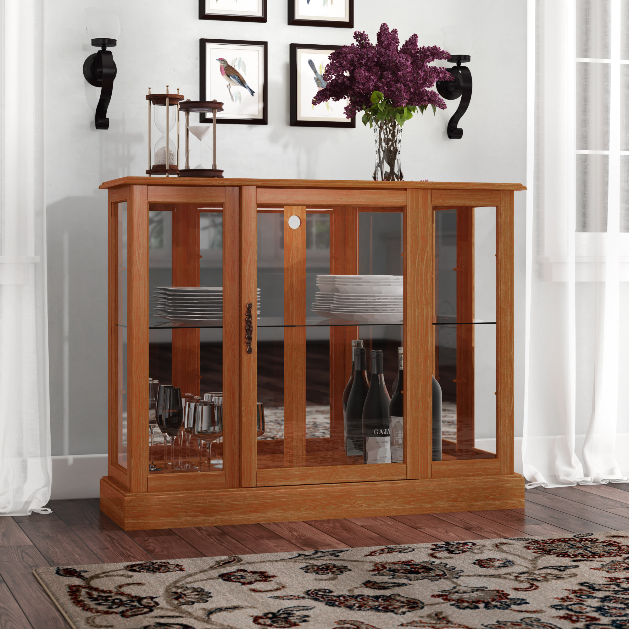 Franklyn Lighted Console Curio Cabinet | seeds.yonsei.ac.kr