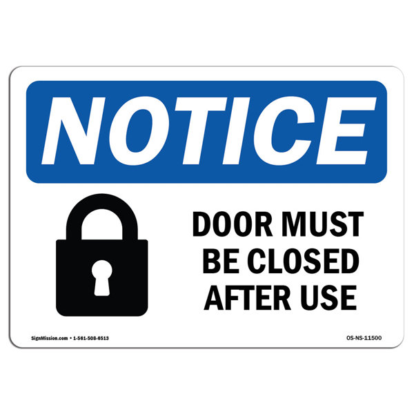 SignMission Door Must Be Locked After Use Sign with Symbol | Wayfair
