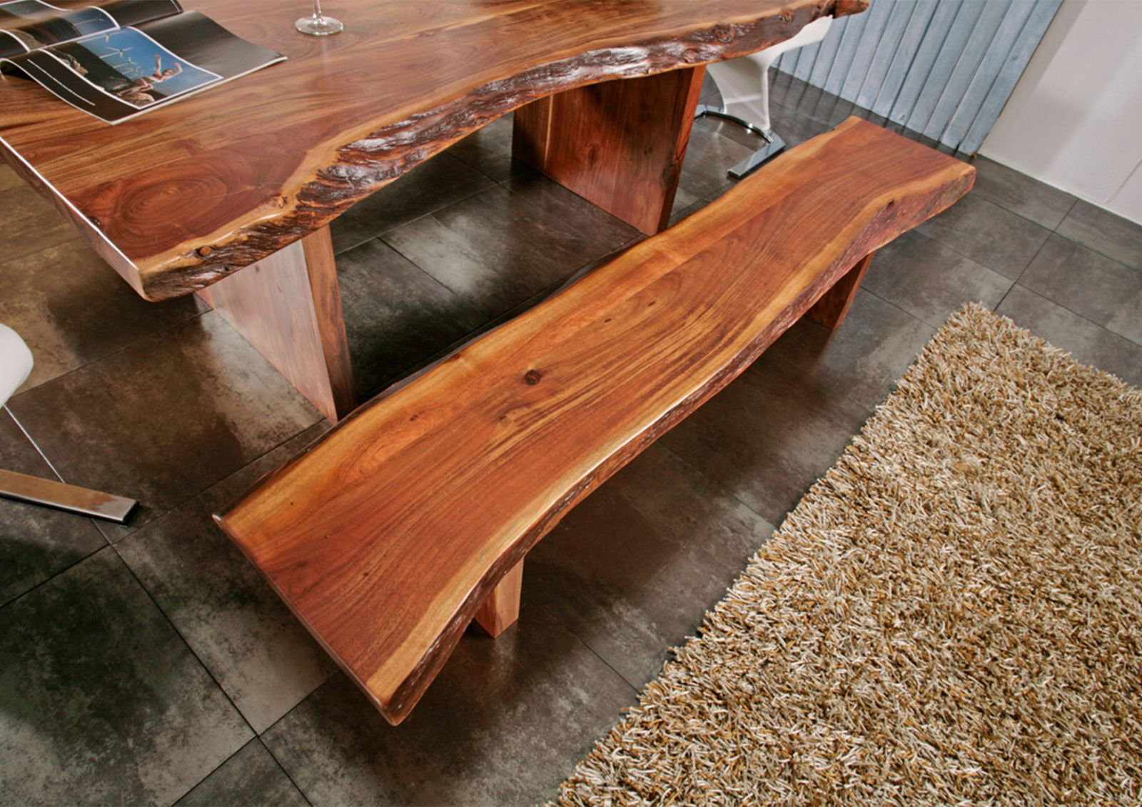 Massivmoebel24 Freeform Wood Bench | Wayfair.co.uk