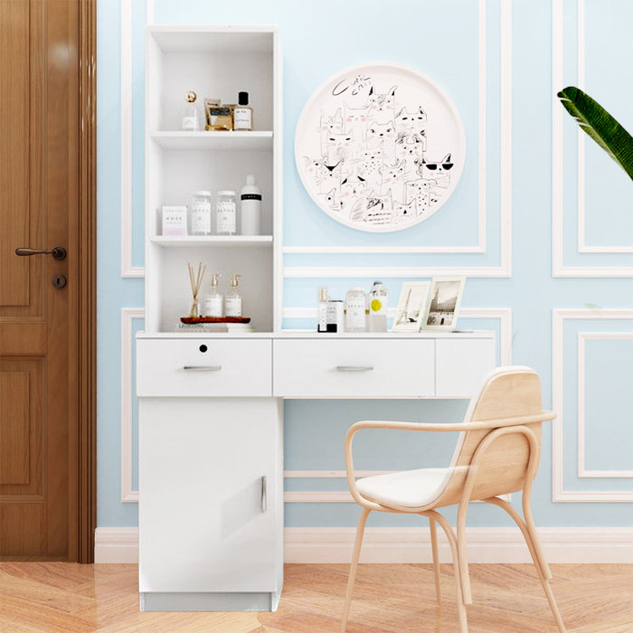 Latitude Run® Brizeyda Wall-Mount Makeup Vanity Dressing Table with ...