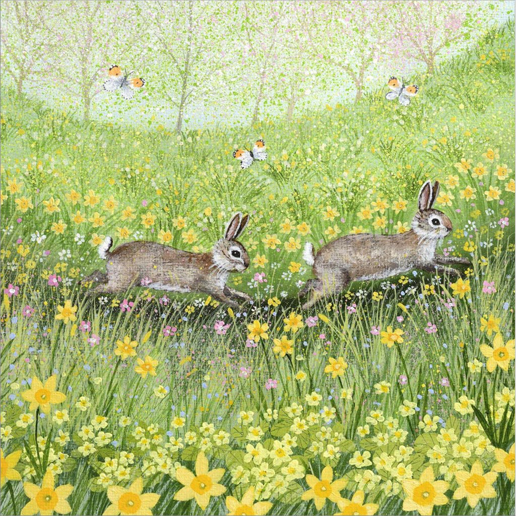 Rosalind Wheeler Spring Rabbits by - Painting on | Wayfair