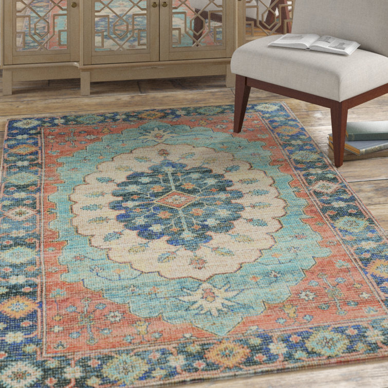 Three Posts™ Gloucester Oriental Handmade Flatweave Blue/Orange/Beige ...