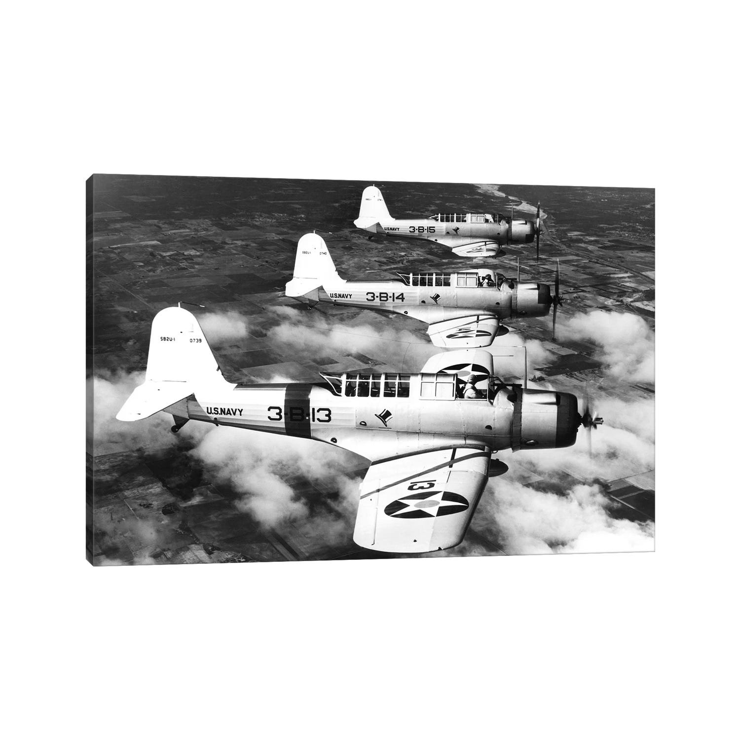 Latitude Run 1940S Three World War Ii Us Navy Dive Bombers Flying In ...