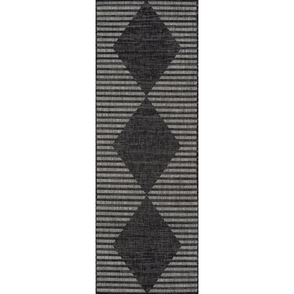 Novogratz Momeni Villa Monaco Geometric Charcoal Indoor / Outdoor Area ...