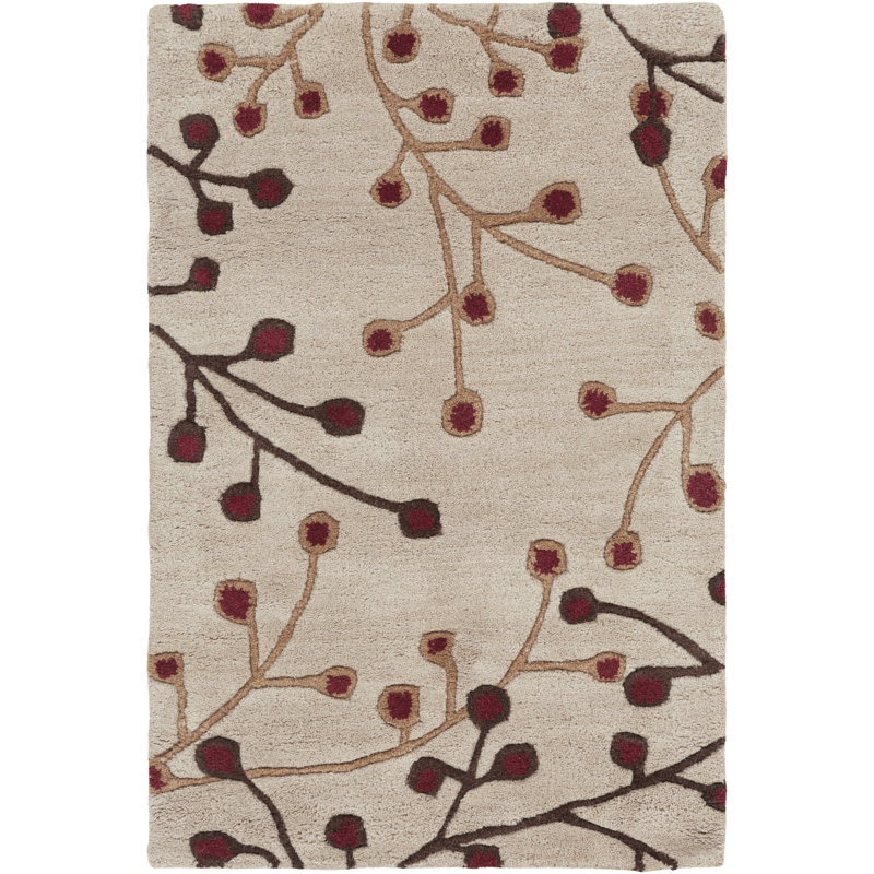 Charlton Home Millwood Hand-Tufted Wool Camel/Beige/Burgundy Area Rug ...