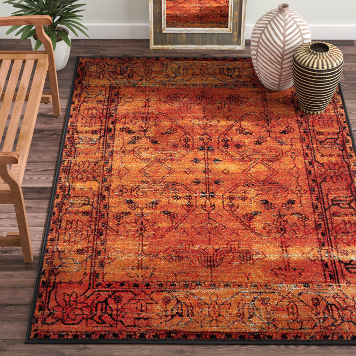 Lark Manor Scheinuk Power Loom Performance Orange Rug & Reviews | Wayfair