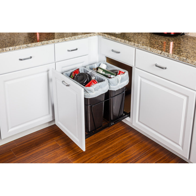 Hardware Resources Double Steel 8.75 Gallon Open Pull Out/Under Counter ...