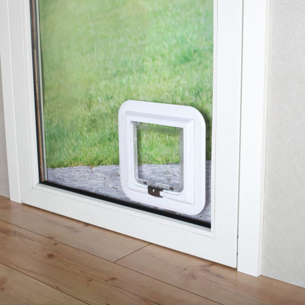 Archie & Oscar Trixie 4 Way Cat Flap for Glass Doors White | Wayfair.co.uk