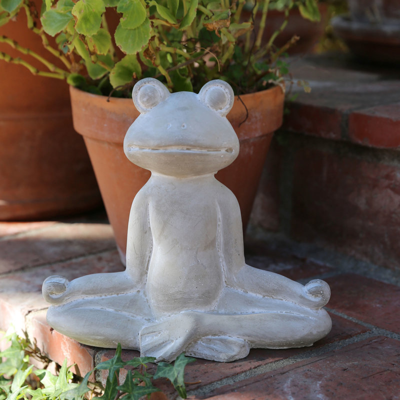 August Grove® Talbert Concrete Cement Meditating Frog in Lotus Position ...