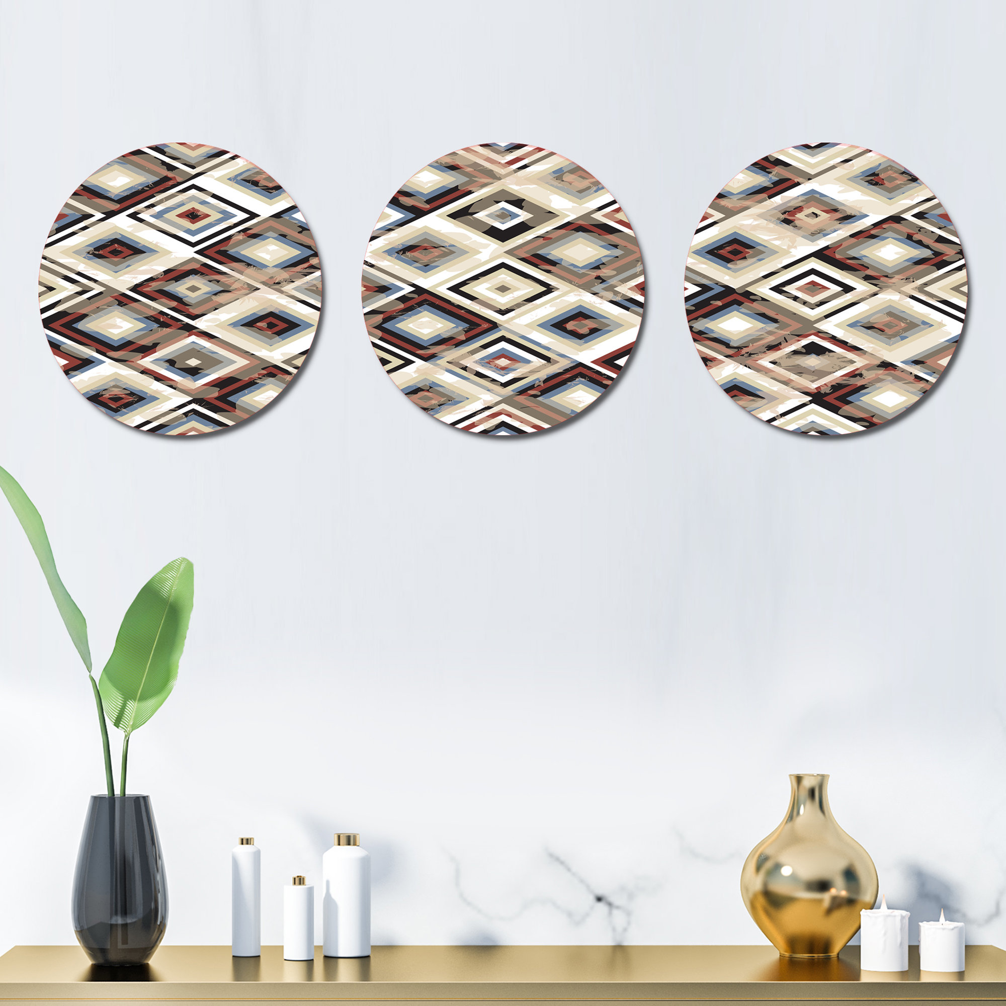 East Urban Home 3 Piece Vintage Diamond Pattern Wall Décor Set | Wayfair