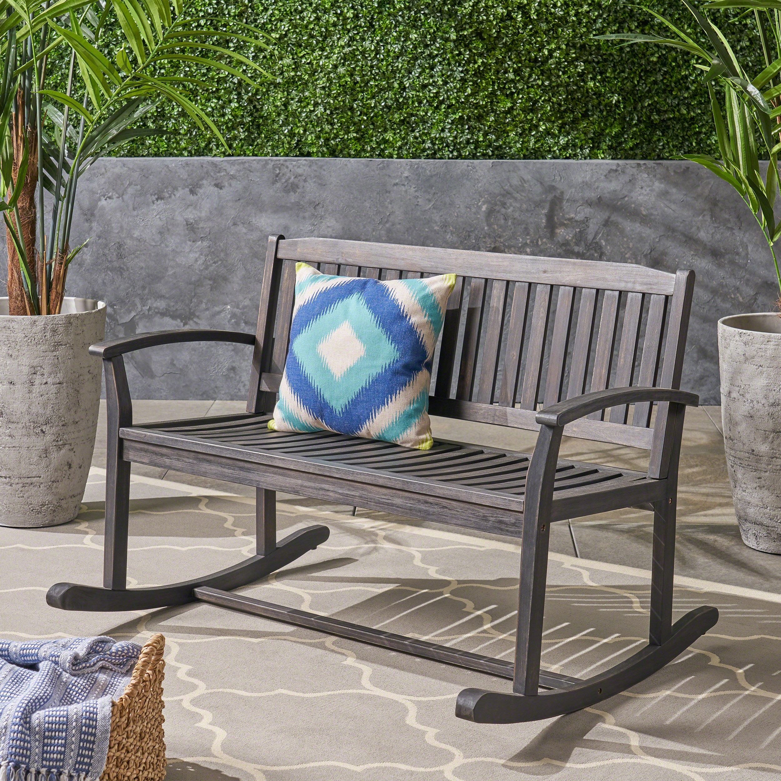 August Grove® Outdoor Campton Rocking Solid Wood Bench & Reviews | Wayfair