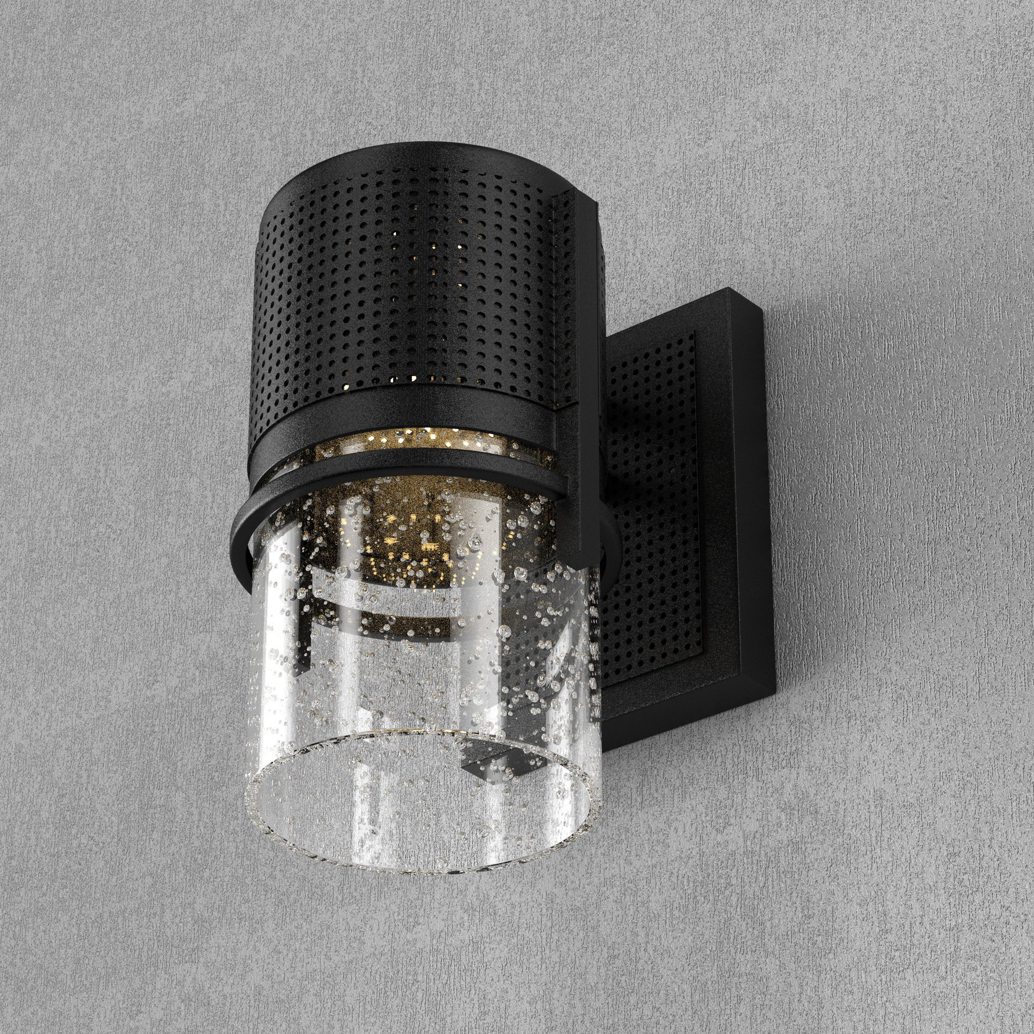 Latitude Run® Diamandi Black Integrated LED Water Glass Outdoor Wall ...