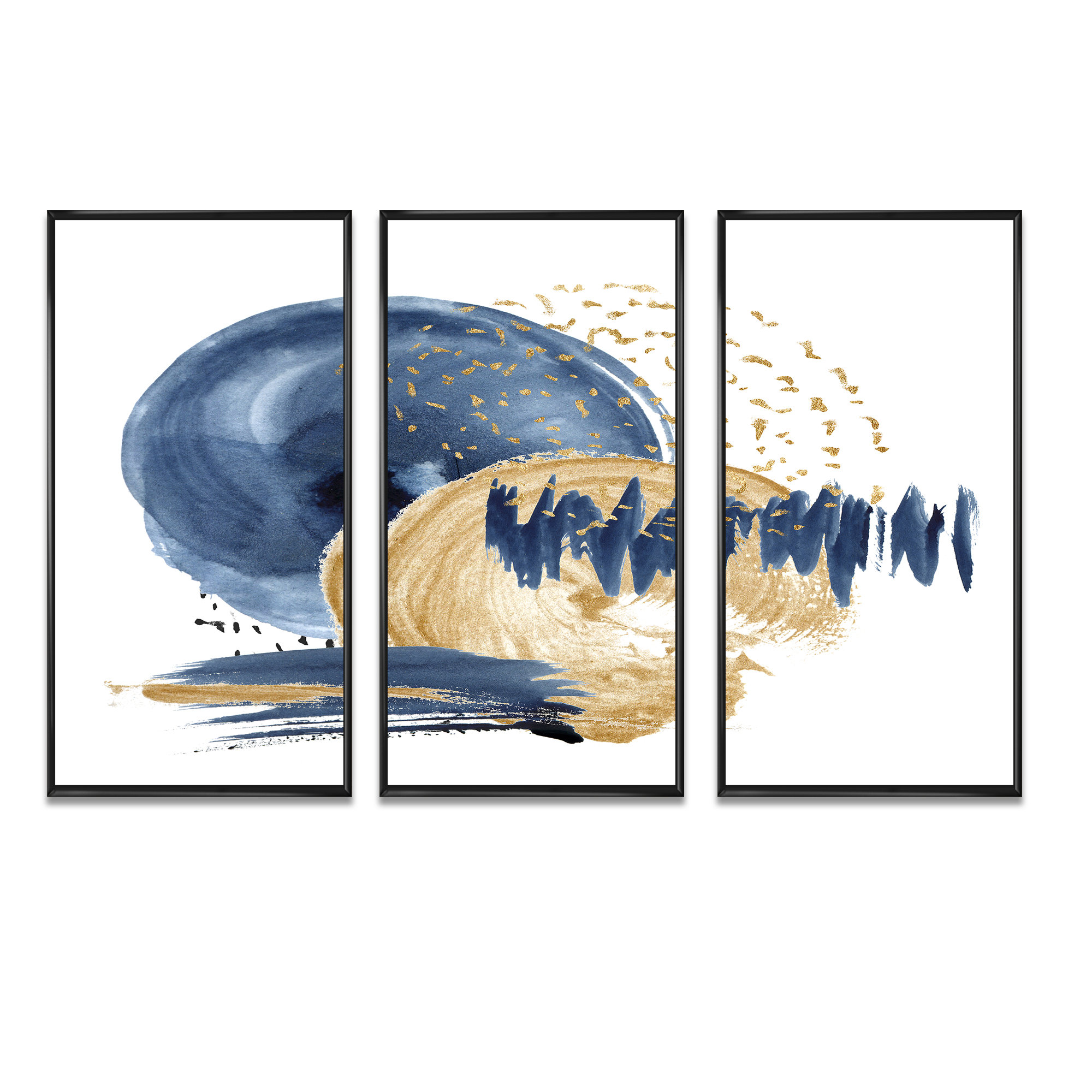 Longshore Tides Dark Blue & Gold Abstract Circle Ocean Texture - 3 ...