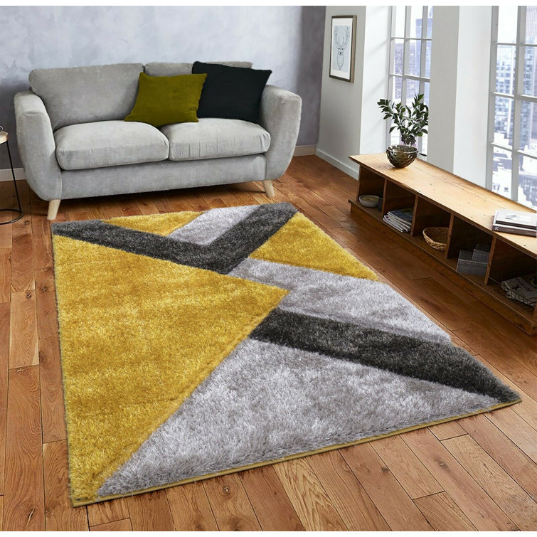 Metro Lane Hunley Handmade Shaggy Yellow/Grey/Black Rug & Reviews ...