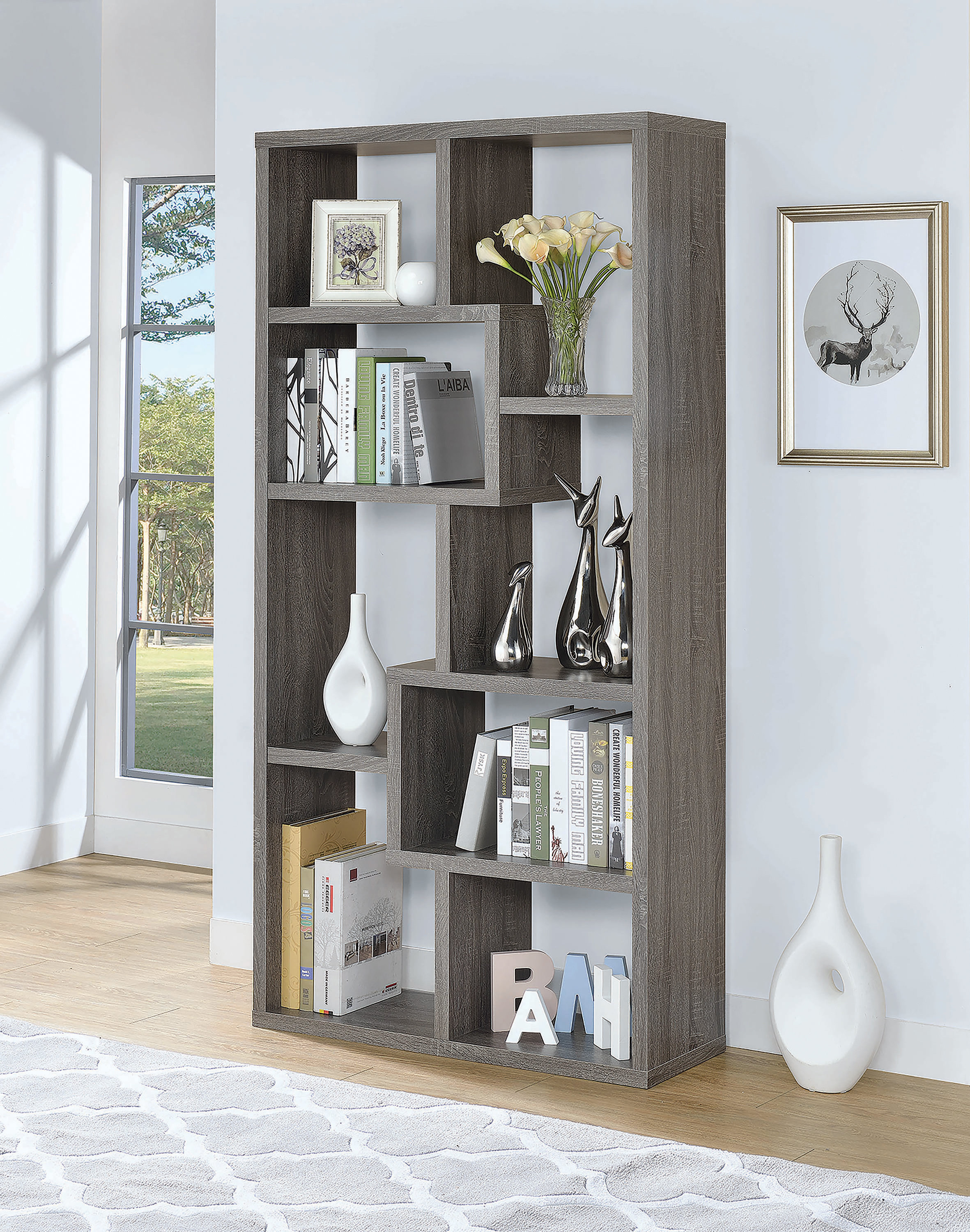 Wade Logan® Adwolf 70.75'' H x 35'' W Geometric Bookcase & Reviews ...