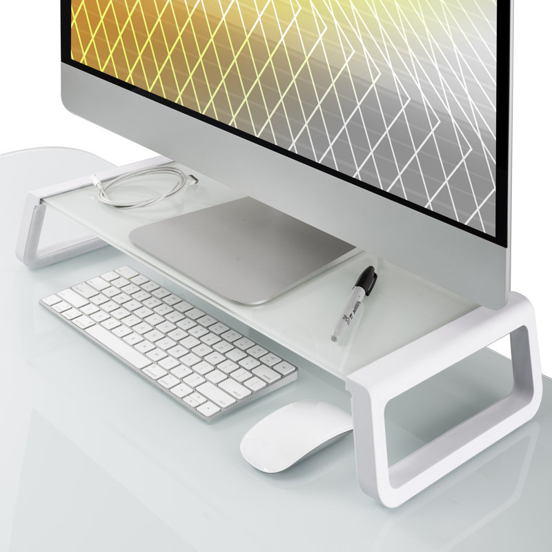 Seville Classics Airlift 21" Tempered Glass Elevated Desk Stand ...