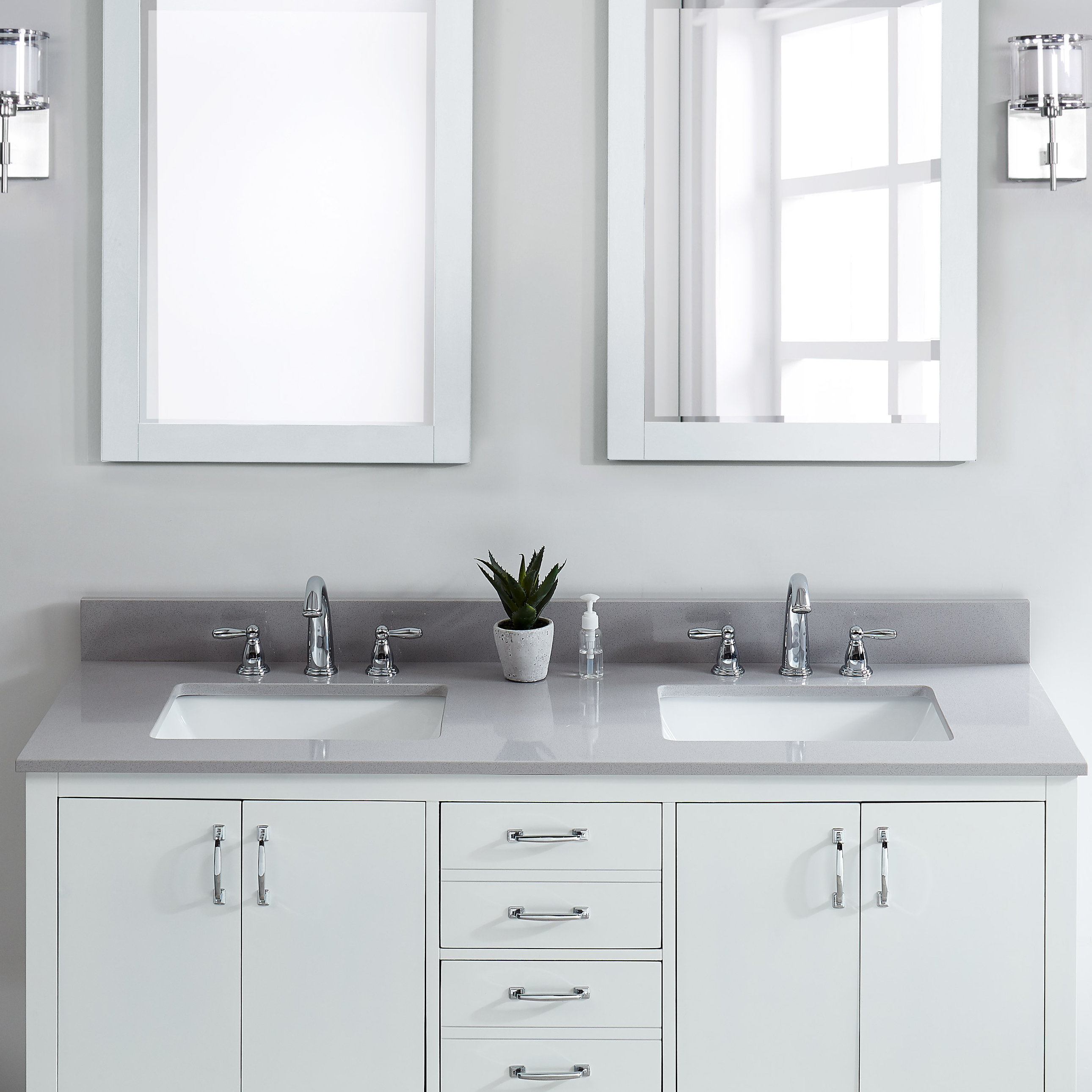 Tile & Top 61'' Marble Double Bathroom Vanity Top with Sink & Reviews ...