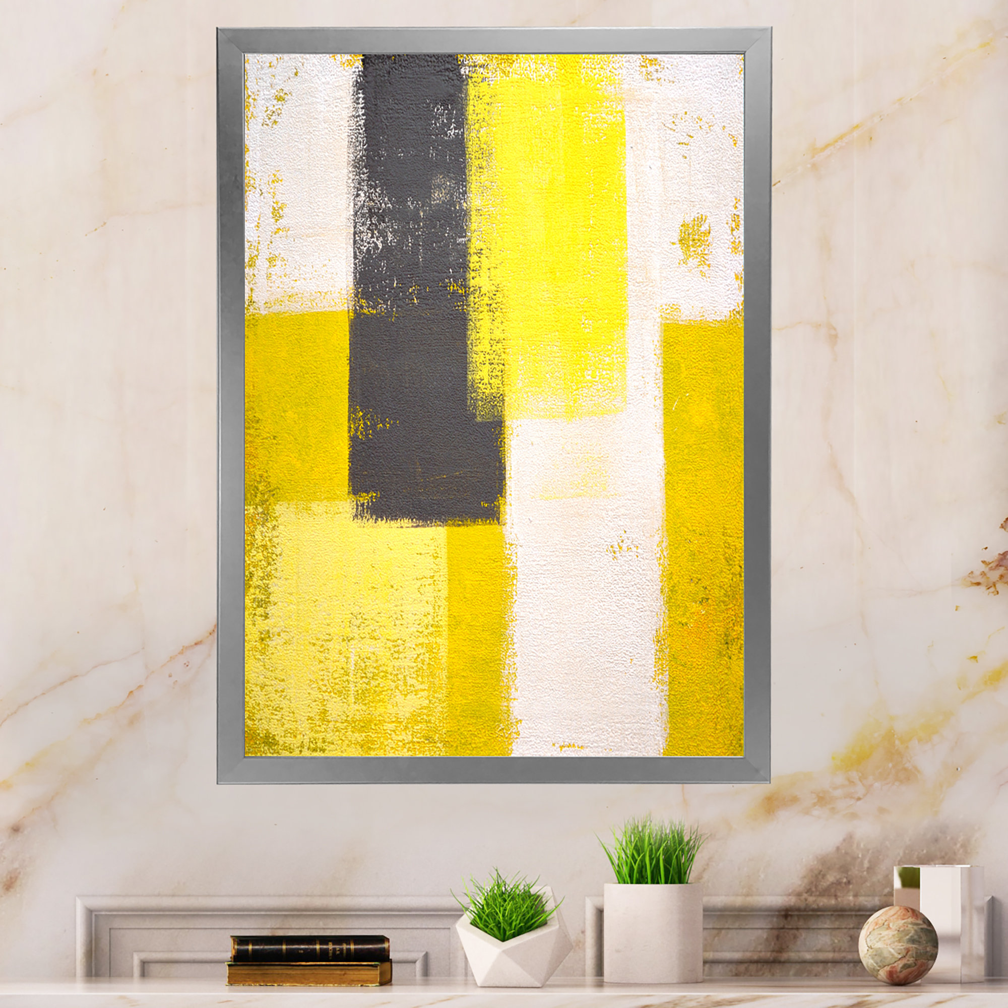 Wrought Studio Grey Meets Yellow Abstract Art Gray Meets Yellow ...