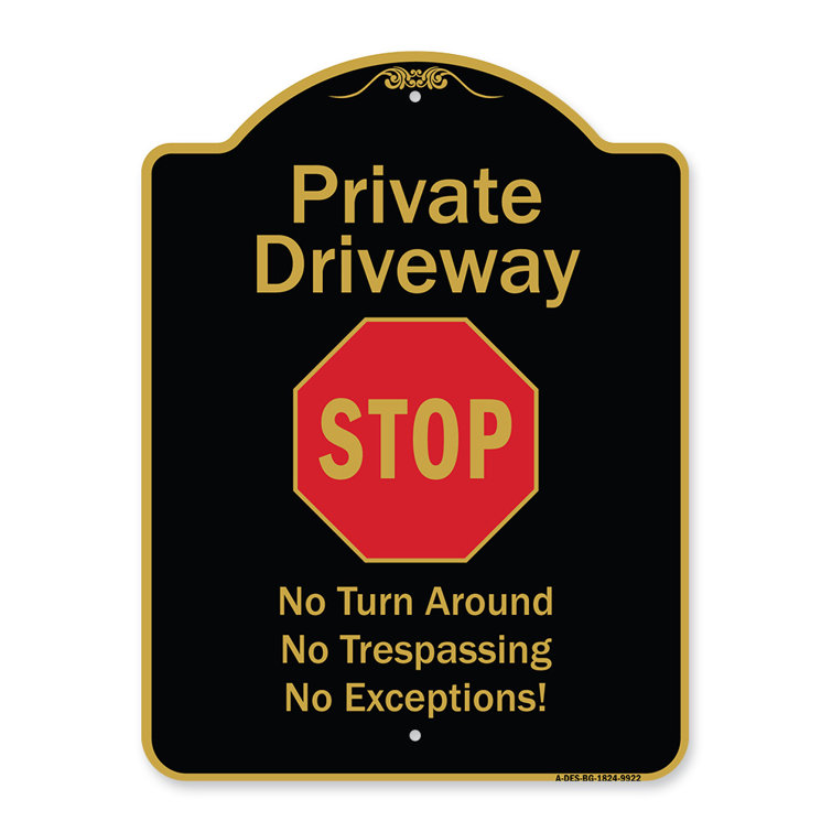 Signmission Designer Series Sign - Private Driveway No Turn Around Or ...