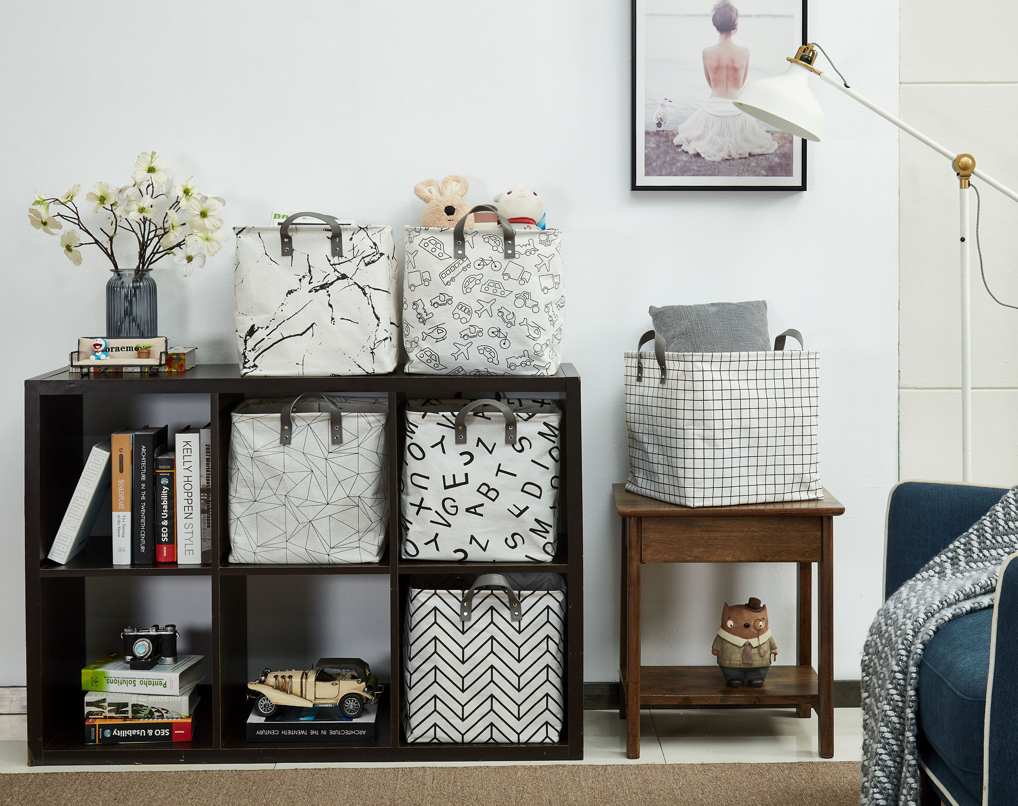 Decomomo Water Resistant Foldable Storage Bin | Canvas Fabric Container ...