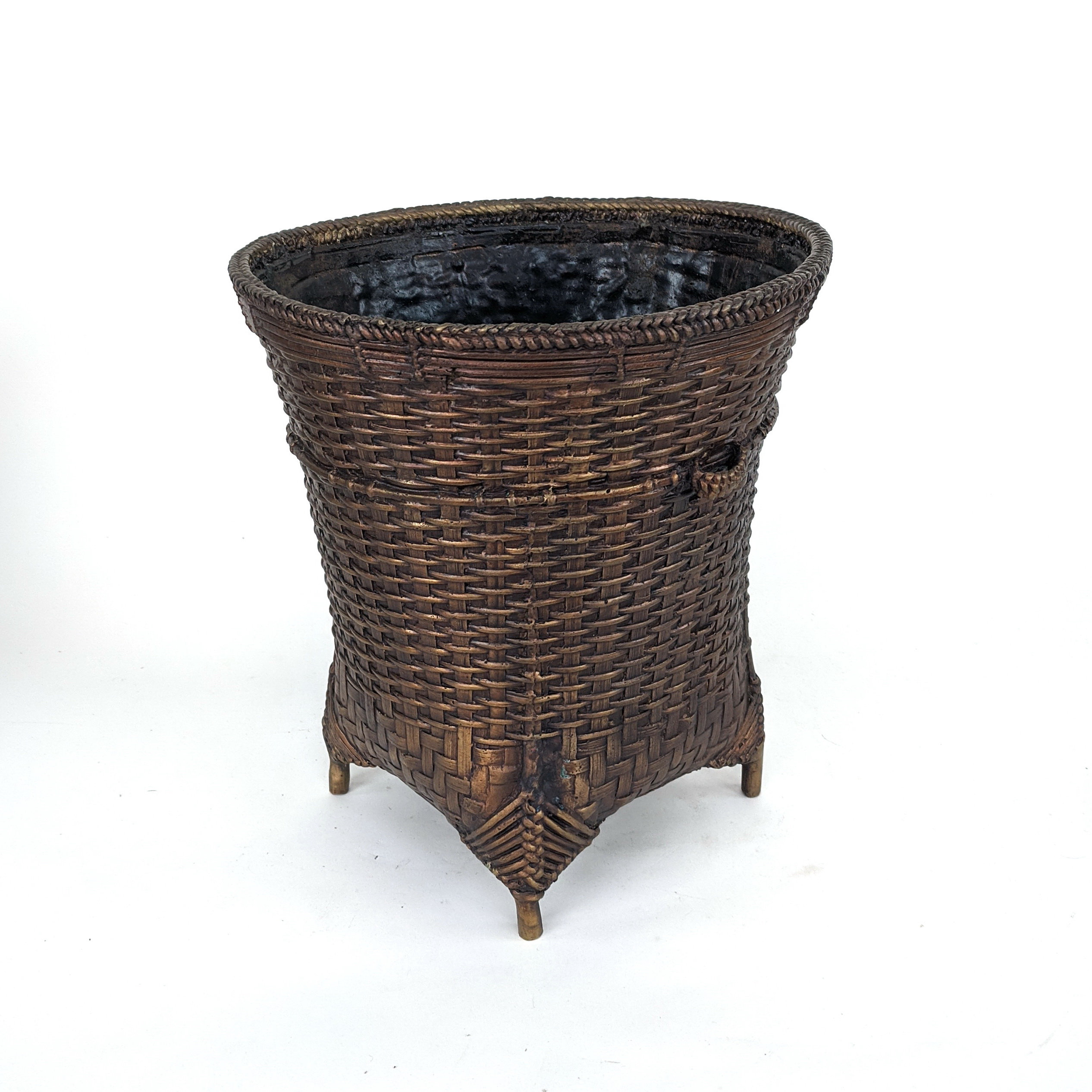 Bayou Breeze Bronze Woven Basket | Wayfair