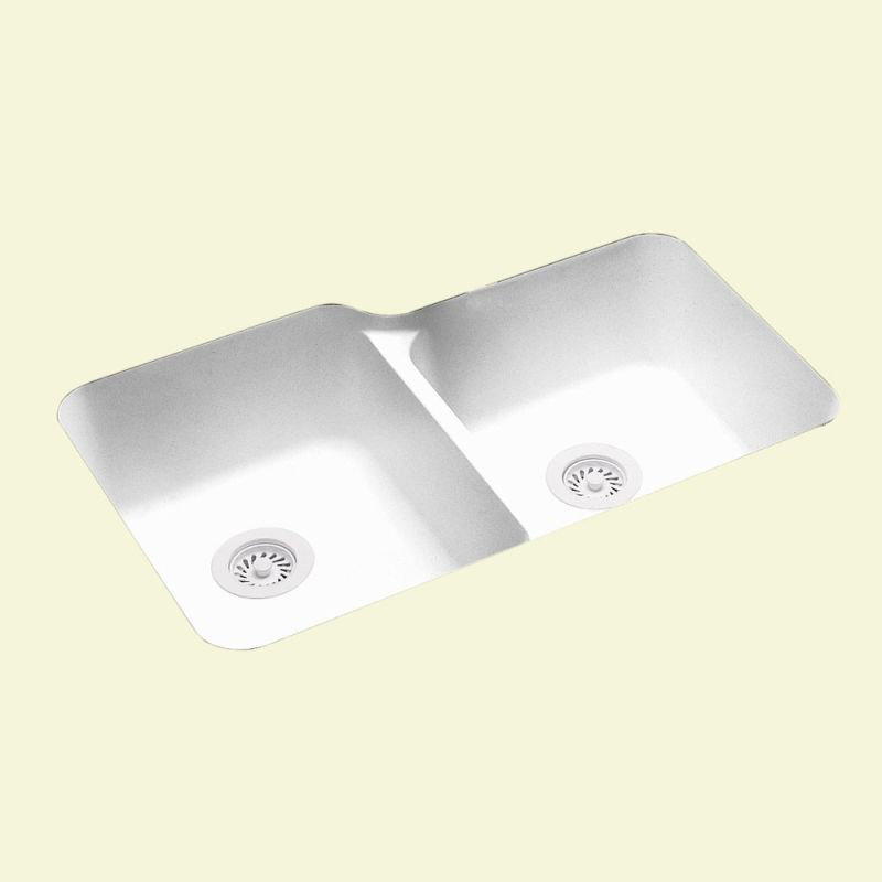 Swan 21.25'' W Double Bowl Solid Surface Undermount Kitchen Sink | Wayfair