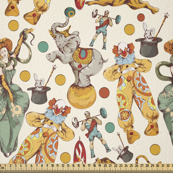 East Urban Home Ambesonne Circus Fabric By The Yard, Vintage Clown And ...
