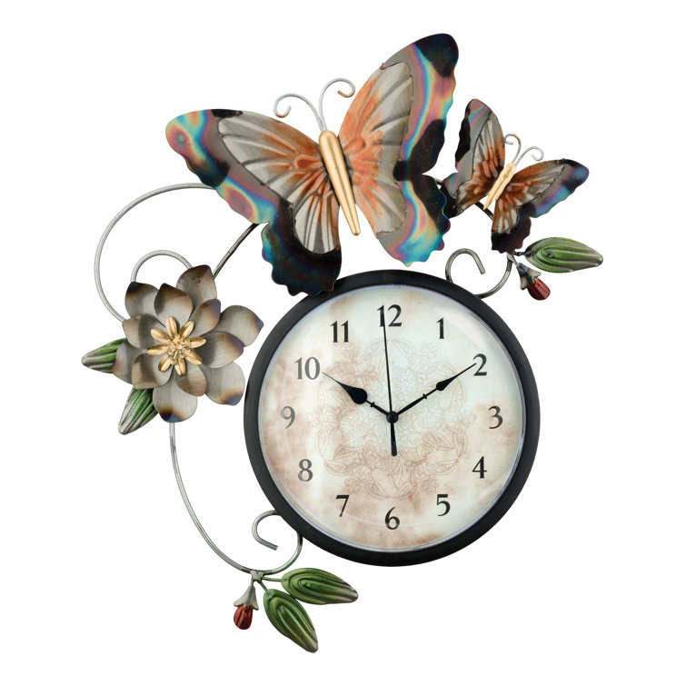 Regal Art & Gift Clock - Metallic Butterfly | Wayfair