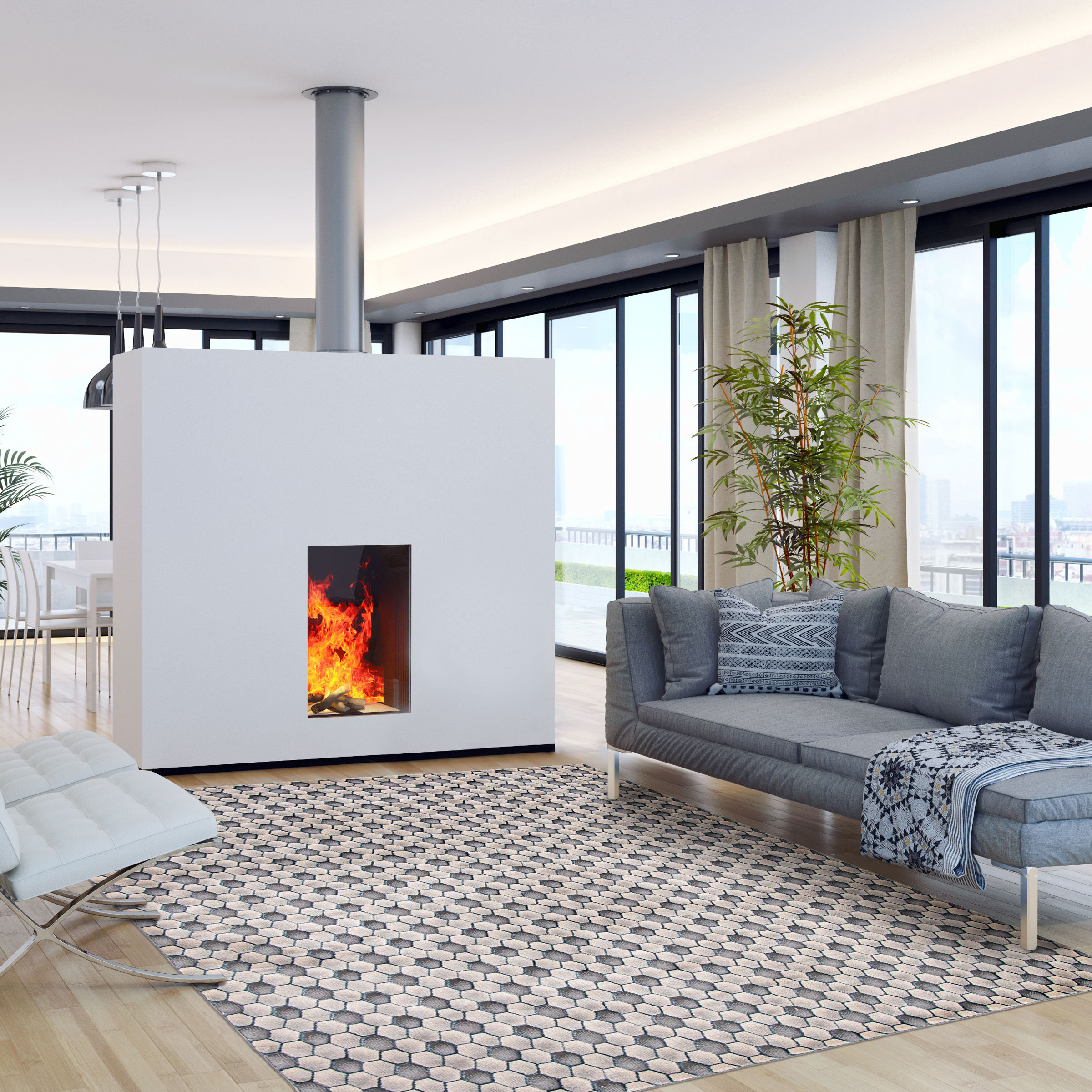 George Oliver Badarish Power Loom Performance Gray Rug | Wayfair