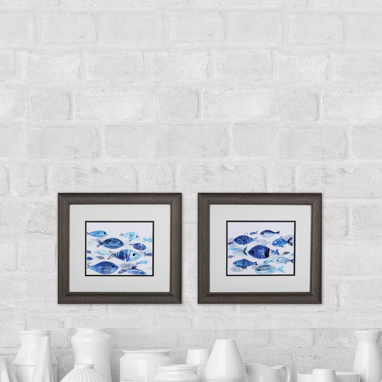 Rosecliff Heights Fish Parade - 2 Piece Picture Frame Drawing Print ...